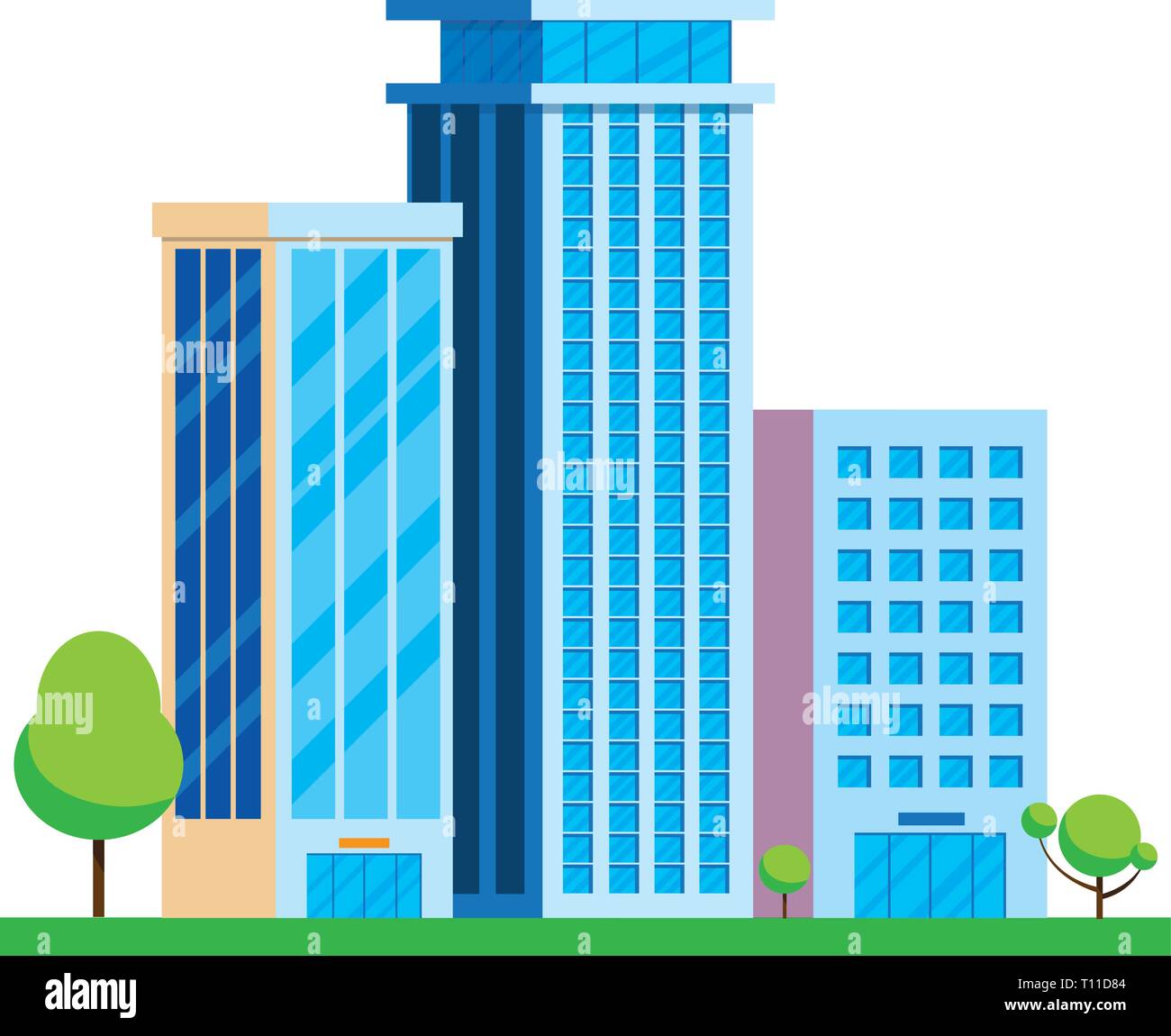 urban buildings in camp field vector illustration design Stock Vector ...
