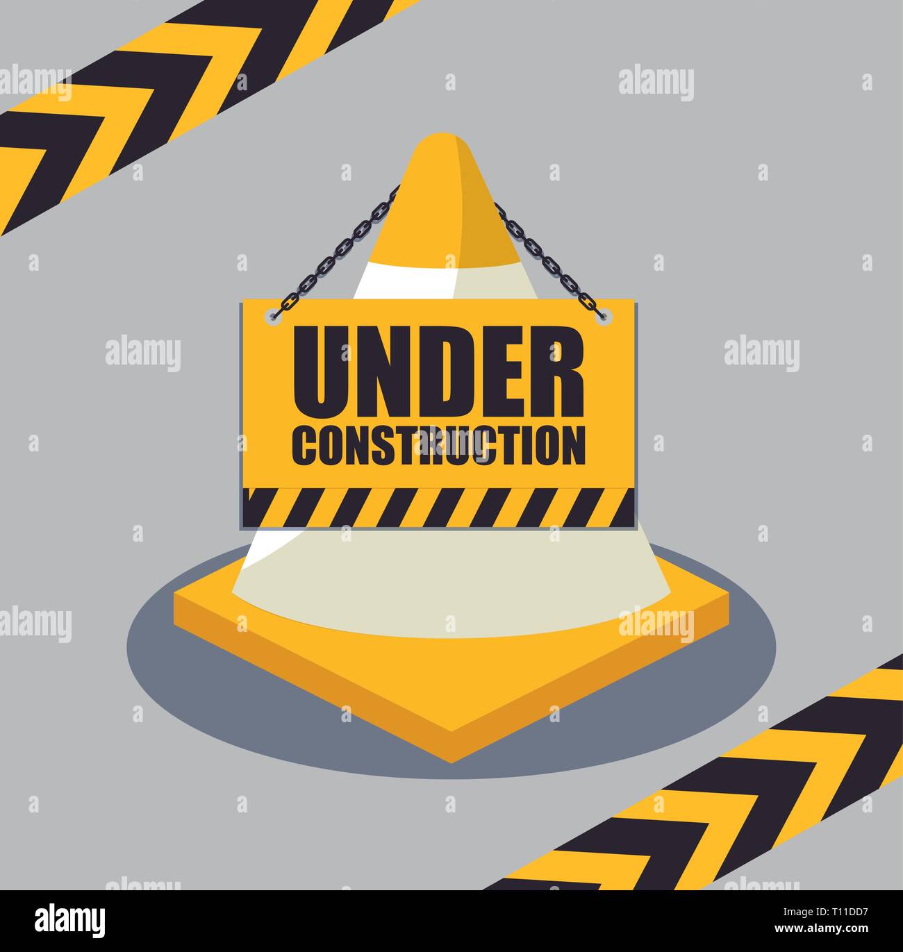 under construction label with cones vector illustration design Stock ...