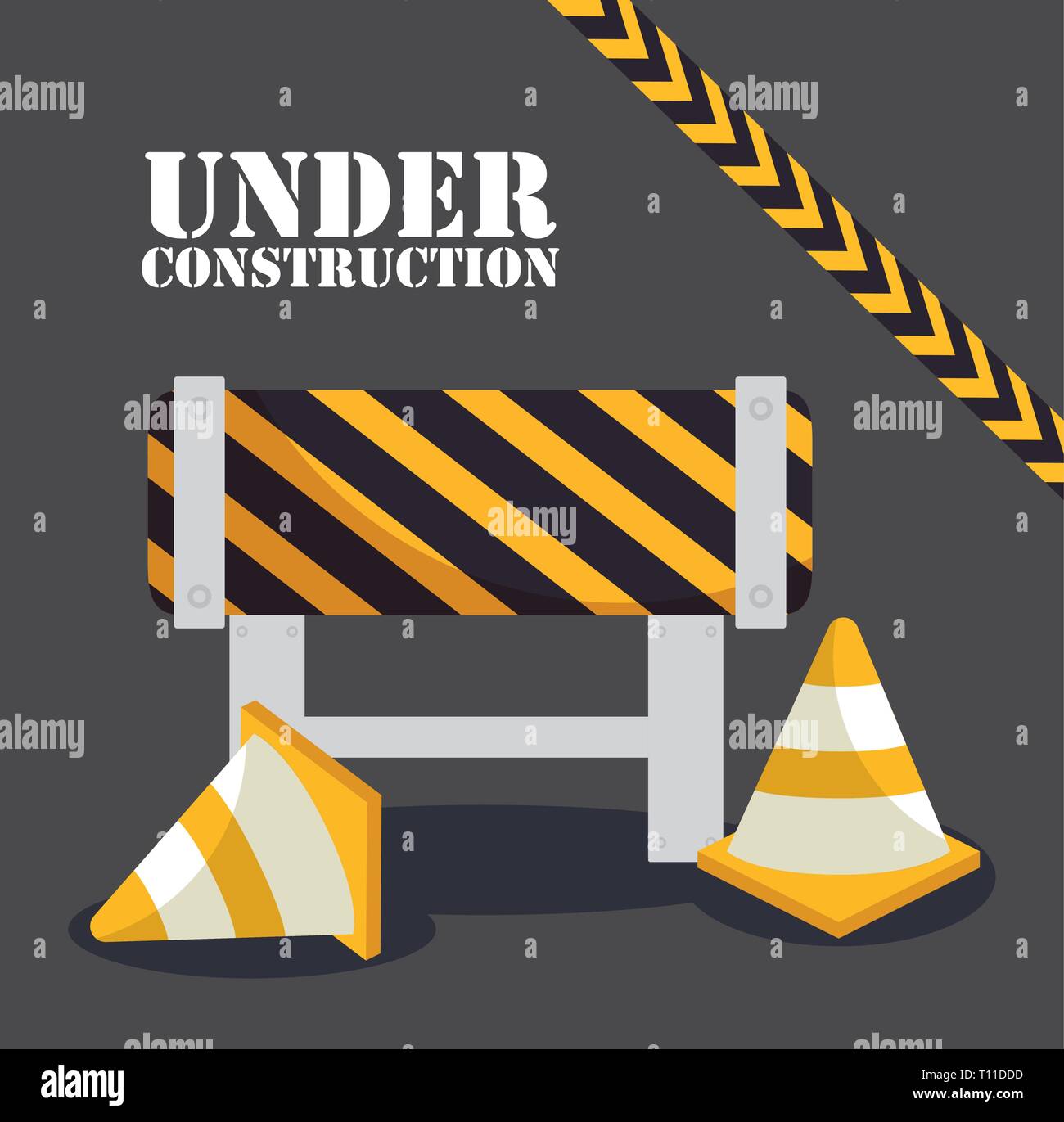 under construction label with cones vector illustration design Stock ...