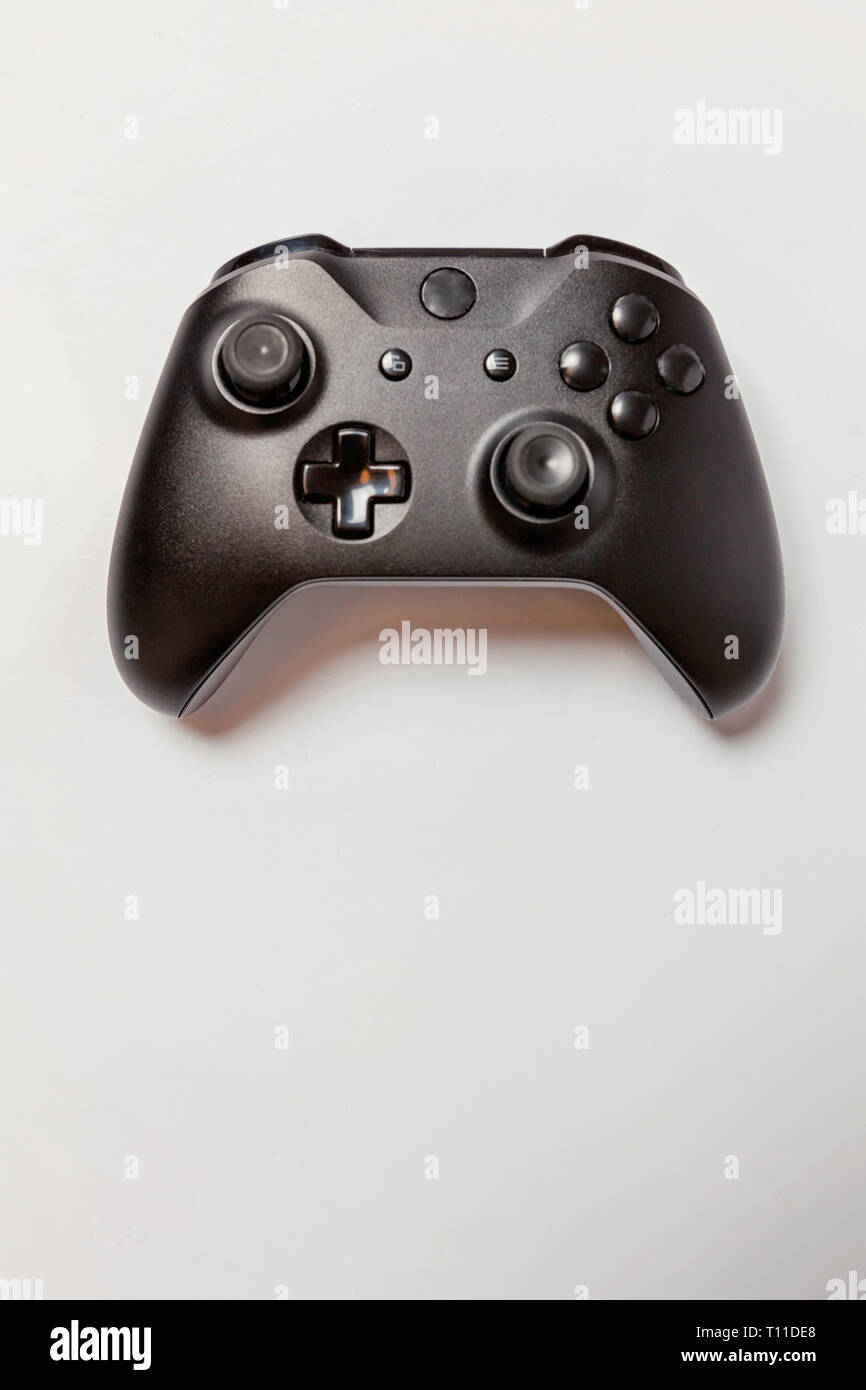 Black Joystick Gamepad Game Console Isolated On White Background Computer Gaming Technology