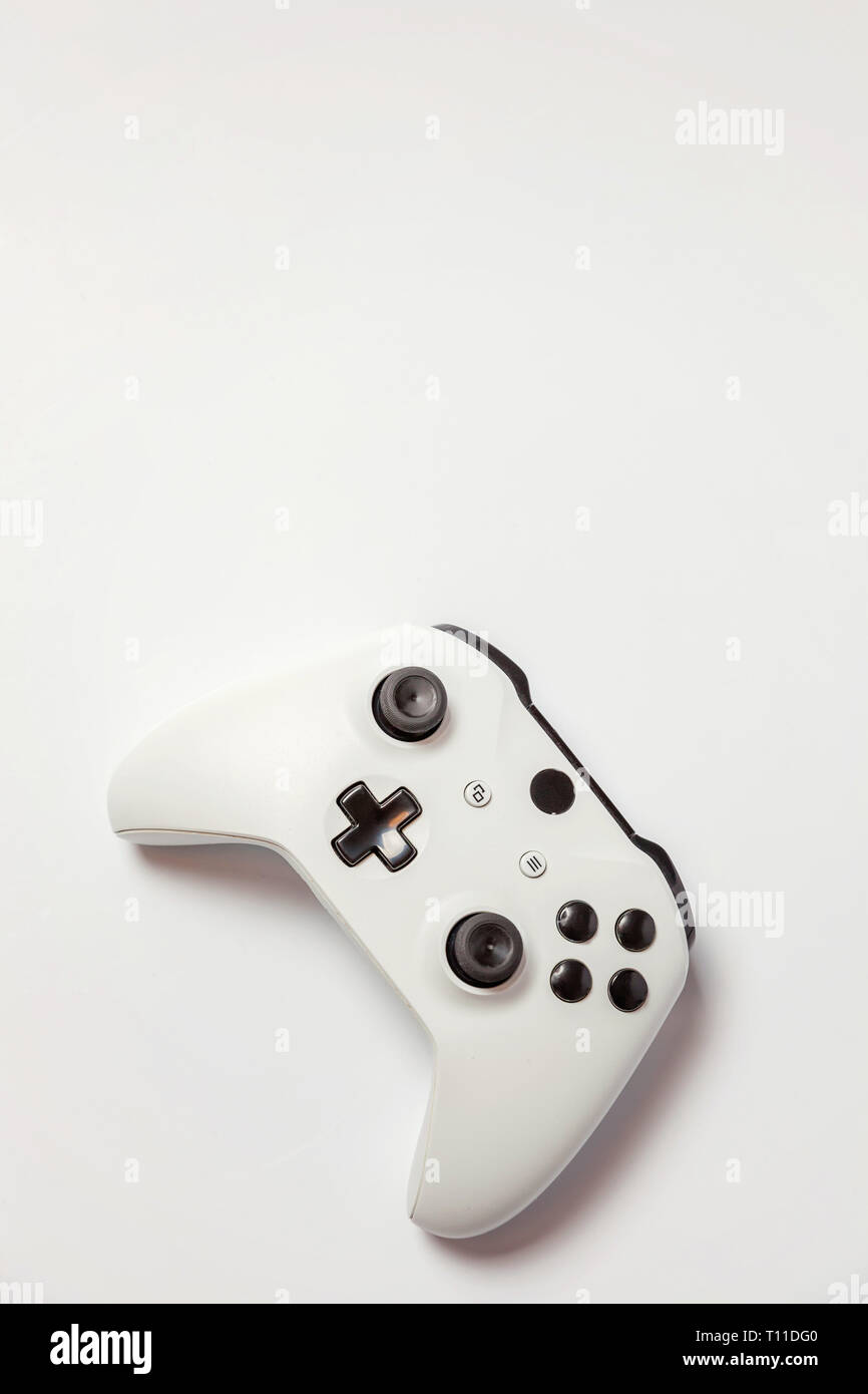 White joystick gamepad, game console isolated on white background ...