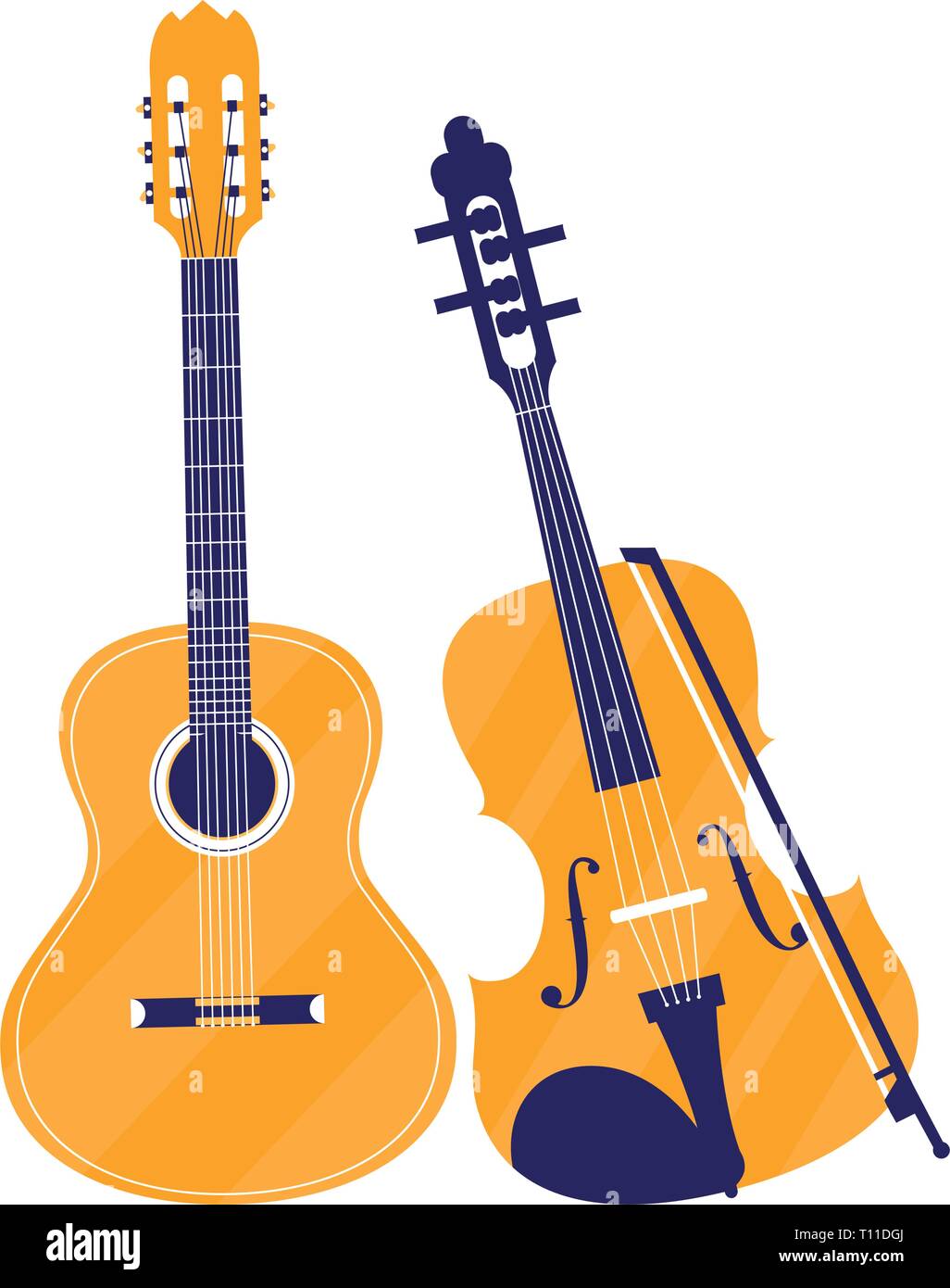 guitar and fiddle instruments vector illustration design Stock Vector ...