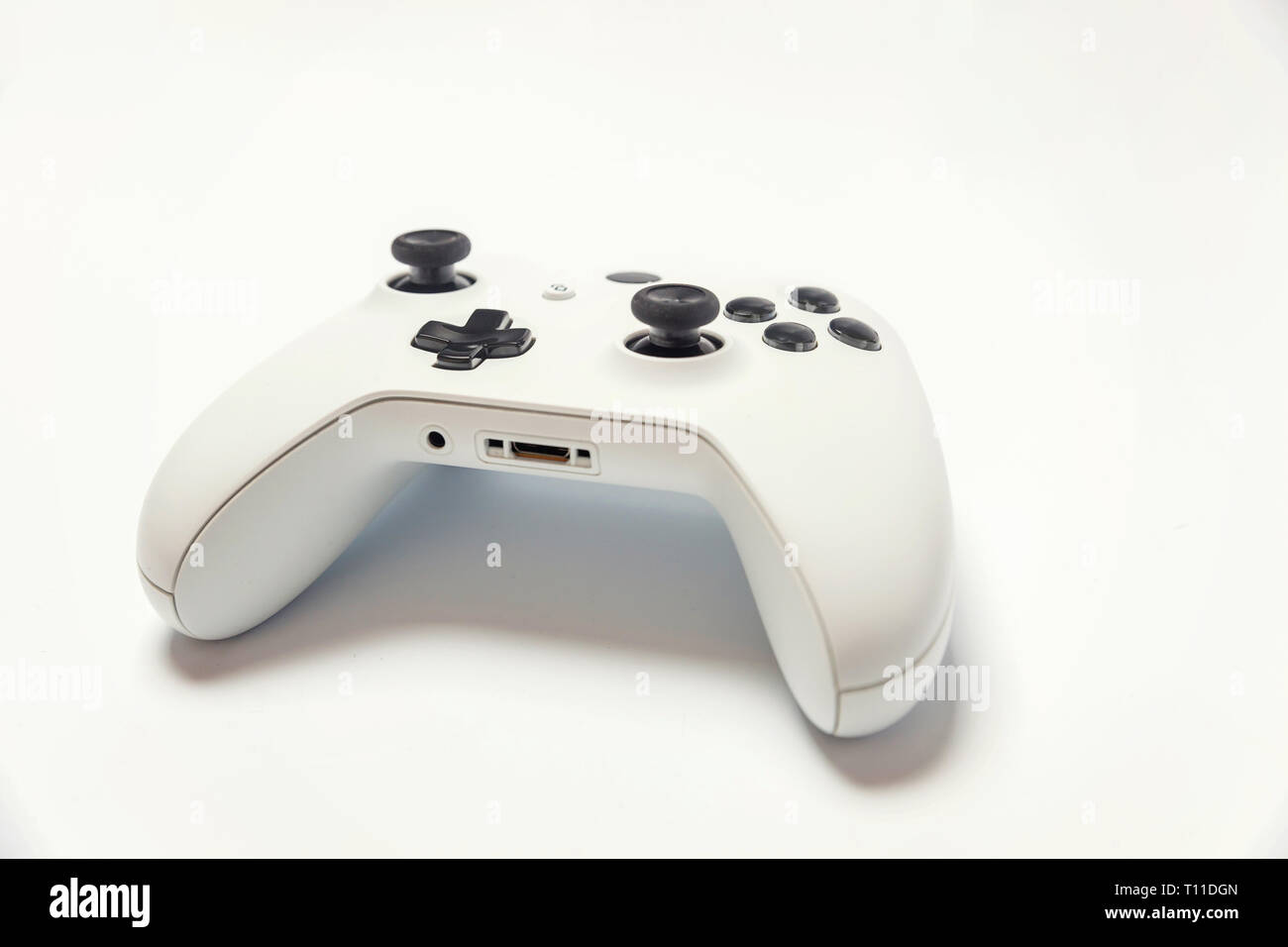 White joystick gamepad, game console isolated on white background ...