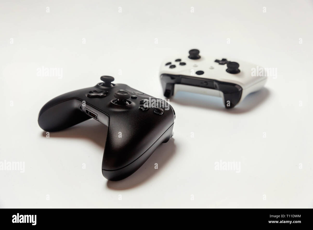 White And Black Two Joystick Gamepad Game Console Isolated On White Background Computer Gaming