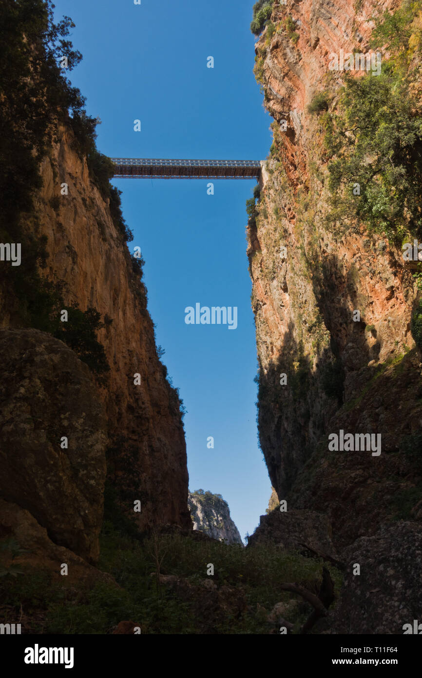 Bungee jumping bridge at Aradena gorge, island of Crete, Greece Stock ...