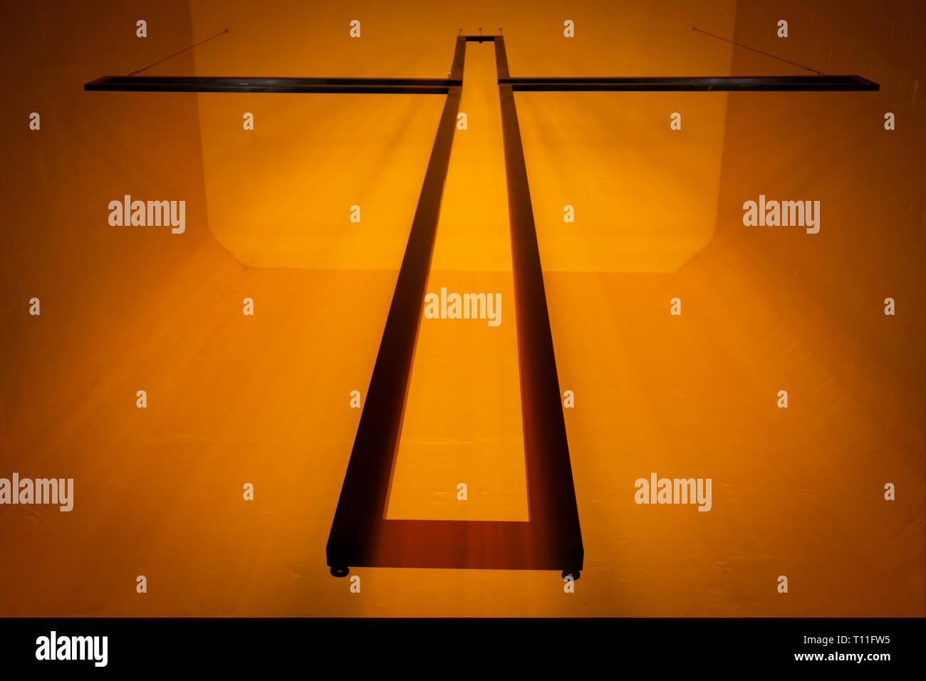 PORTUGAL, LISBON - MARCH 10, 2019: Big cross in the churche inside the ...