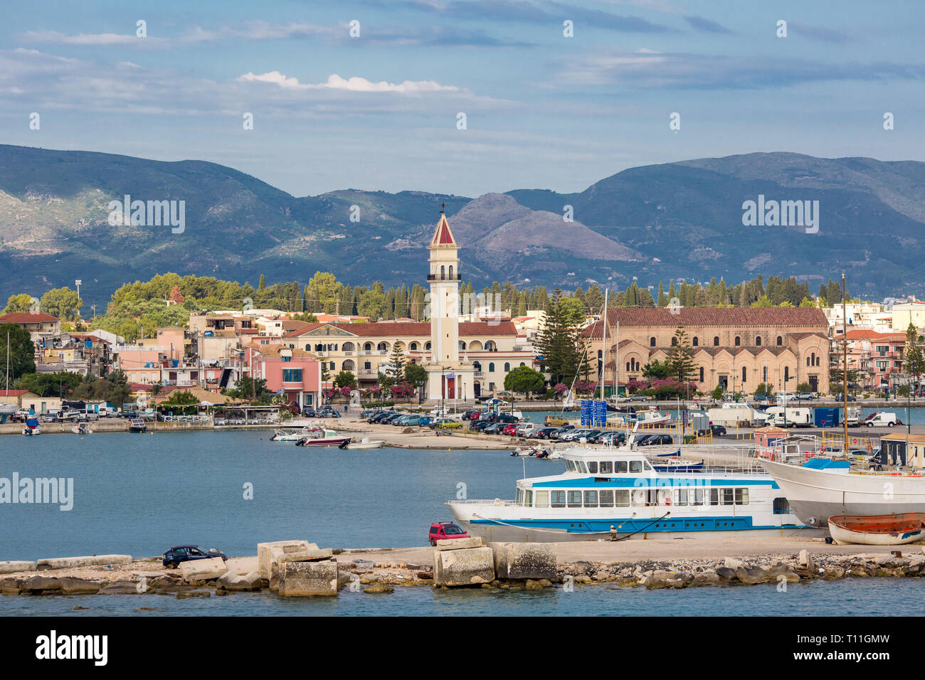 Amazing Panoramic view of Zakynthos Trade Port and Zakynthos City ...