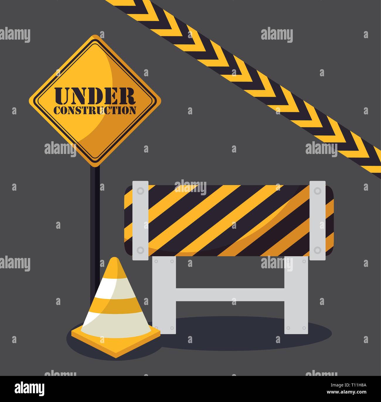 under construction label with cones vector illustration design Stock ...