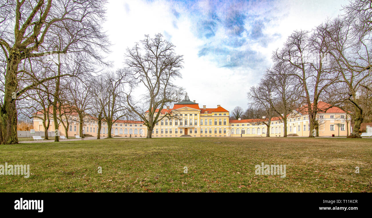 The palace in Rogalin as seen from the park side. Poland. Landscape ...