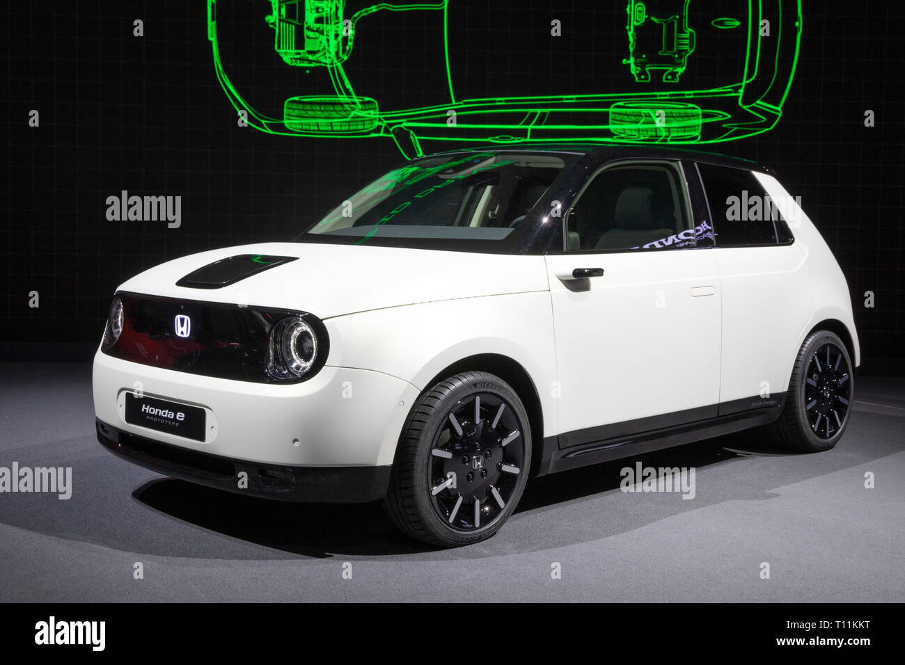 GENEVA, SWITZERLAND - MARCH 5, 2019: Honda e Prototype EV car revealed at the 89th Geneva ...