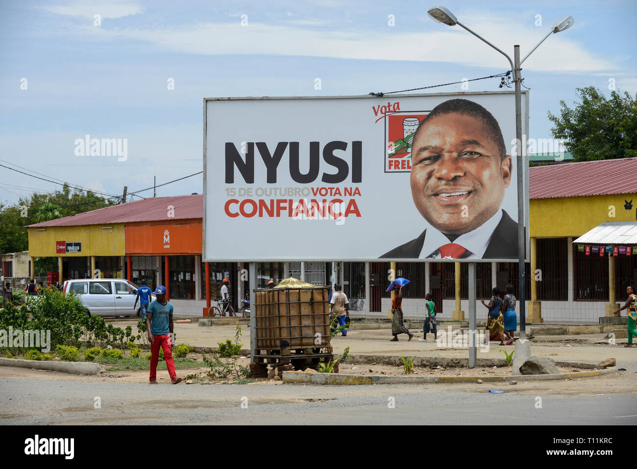 MOZAMBIQUE, Moatize, election poster with FRELIMO president candidate ...