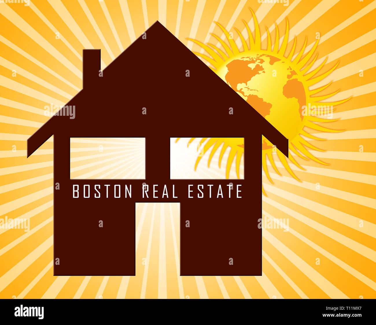 Boston Real Estate Icon Represents Property In Massachusetts. Houses ...