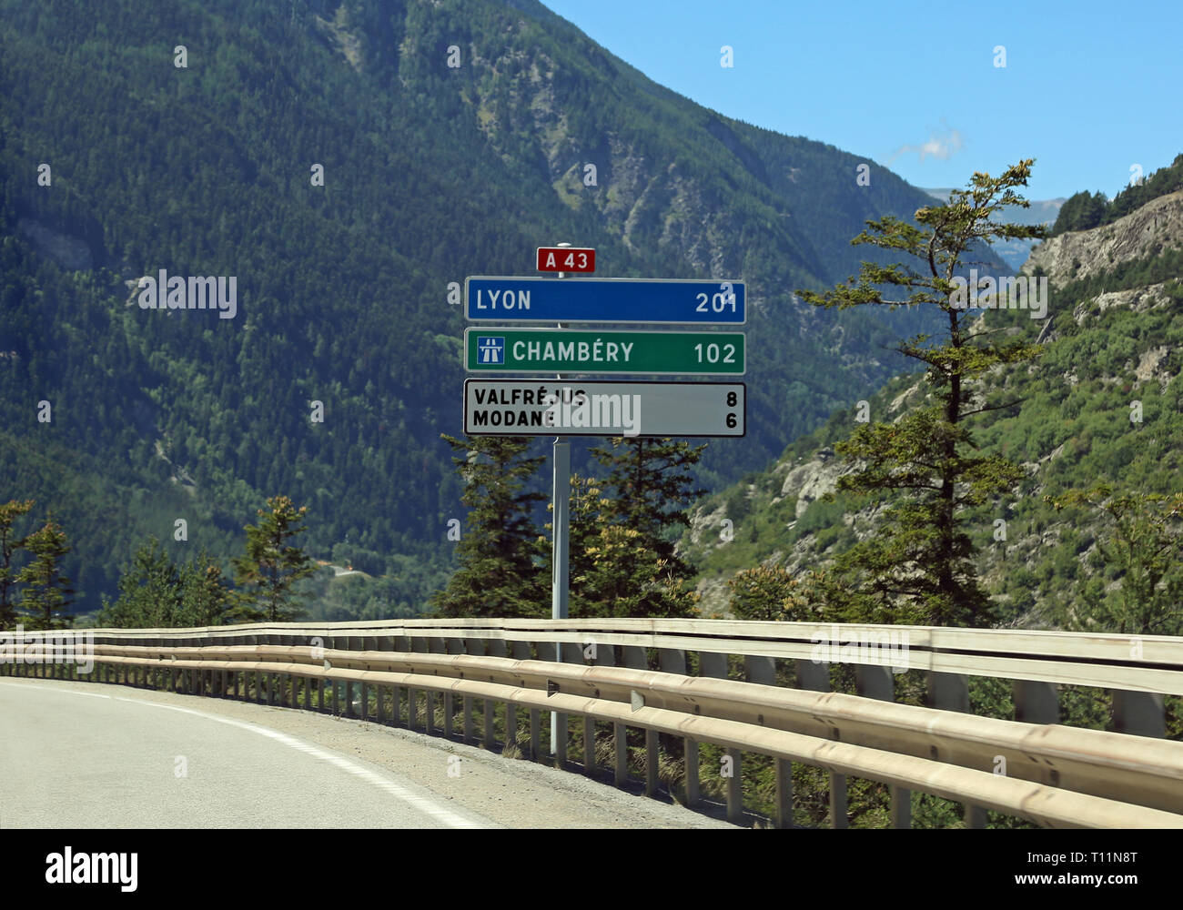 Traffic signs on the France Road to go to Lyon City Stock Photo - Alamy