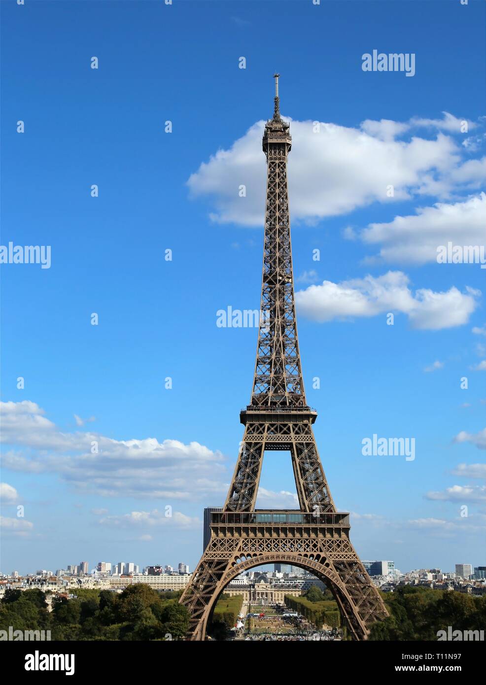 Eiffel Tower is the most famous building of Paris in France seen from ...