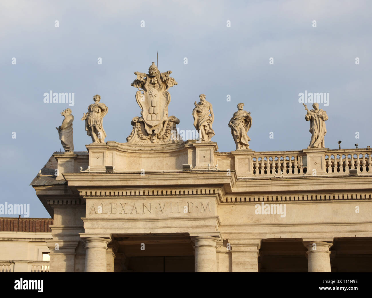 many statues above the Bernini colonnade in Saint Peter s Square in the ...