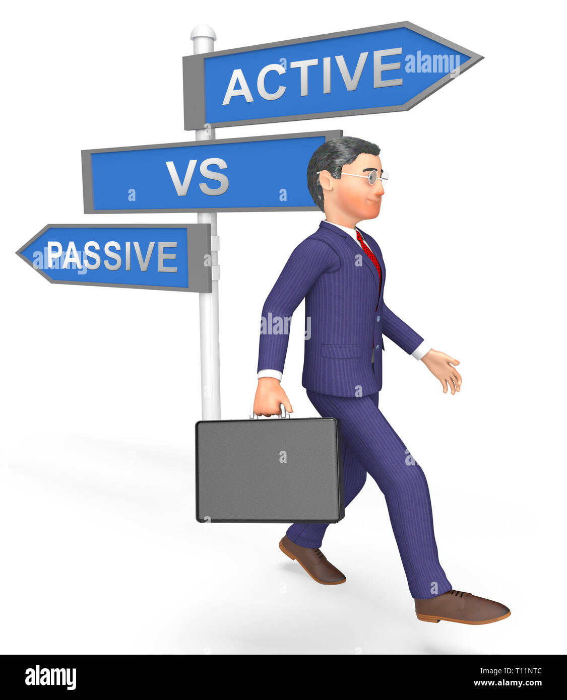 Active Vs Passive Signpost Shows Positive Energy Attitude Or Negative ...