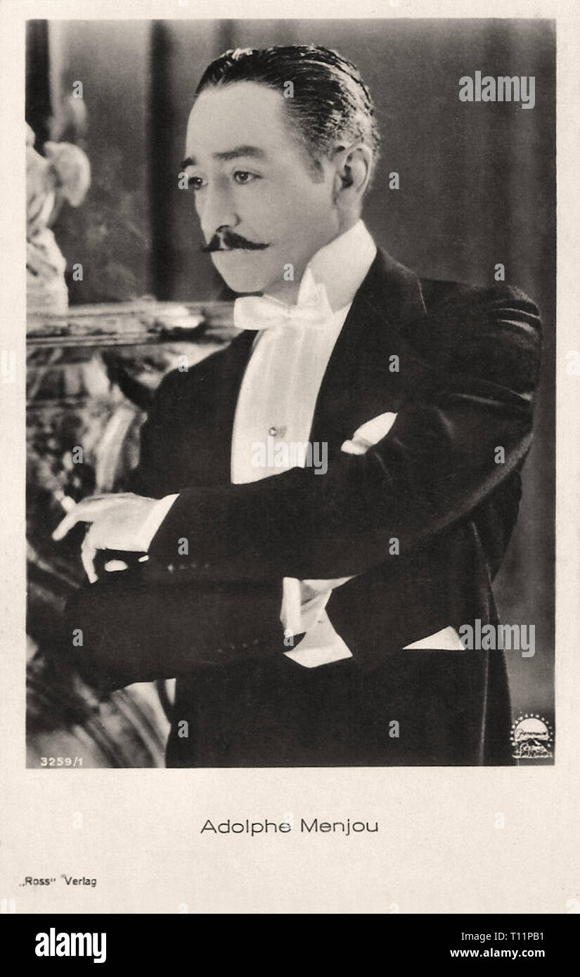 Promotional photography of Adolphe Menjou - Silent movie era Stock ...