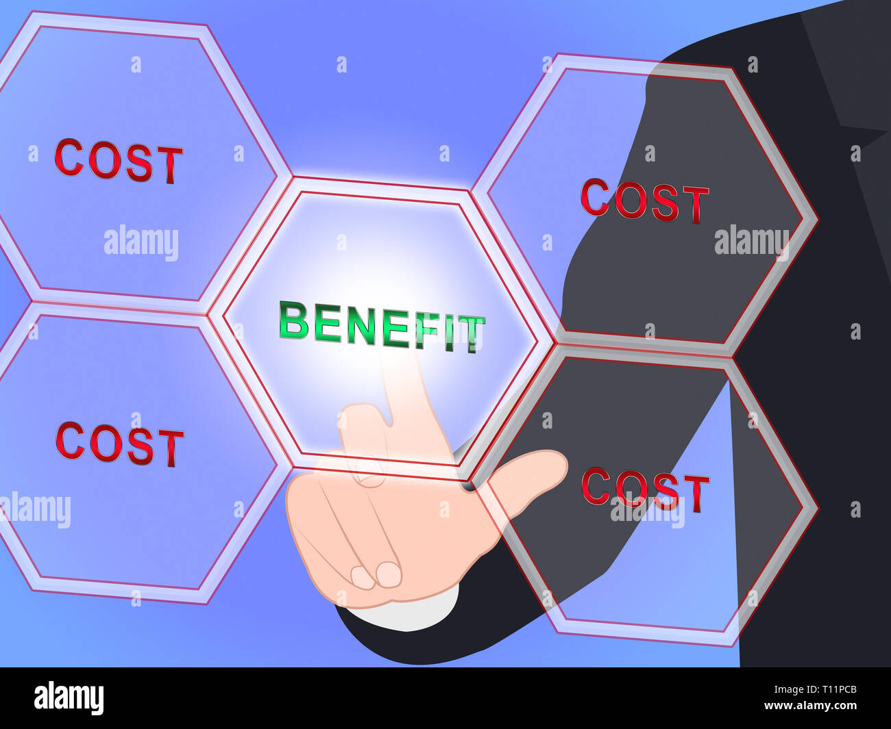Benefit Versus Cost Button Means Value Gained Over Money Spent ...