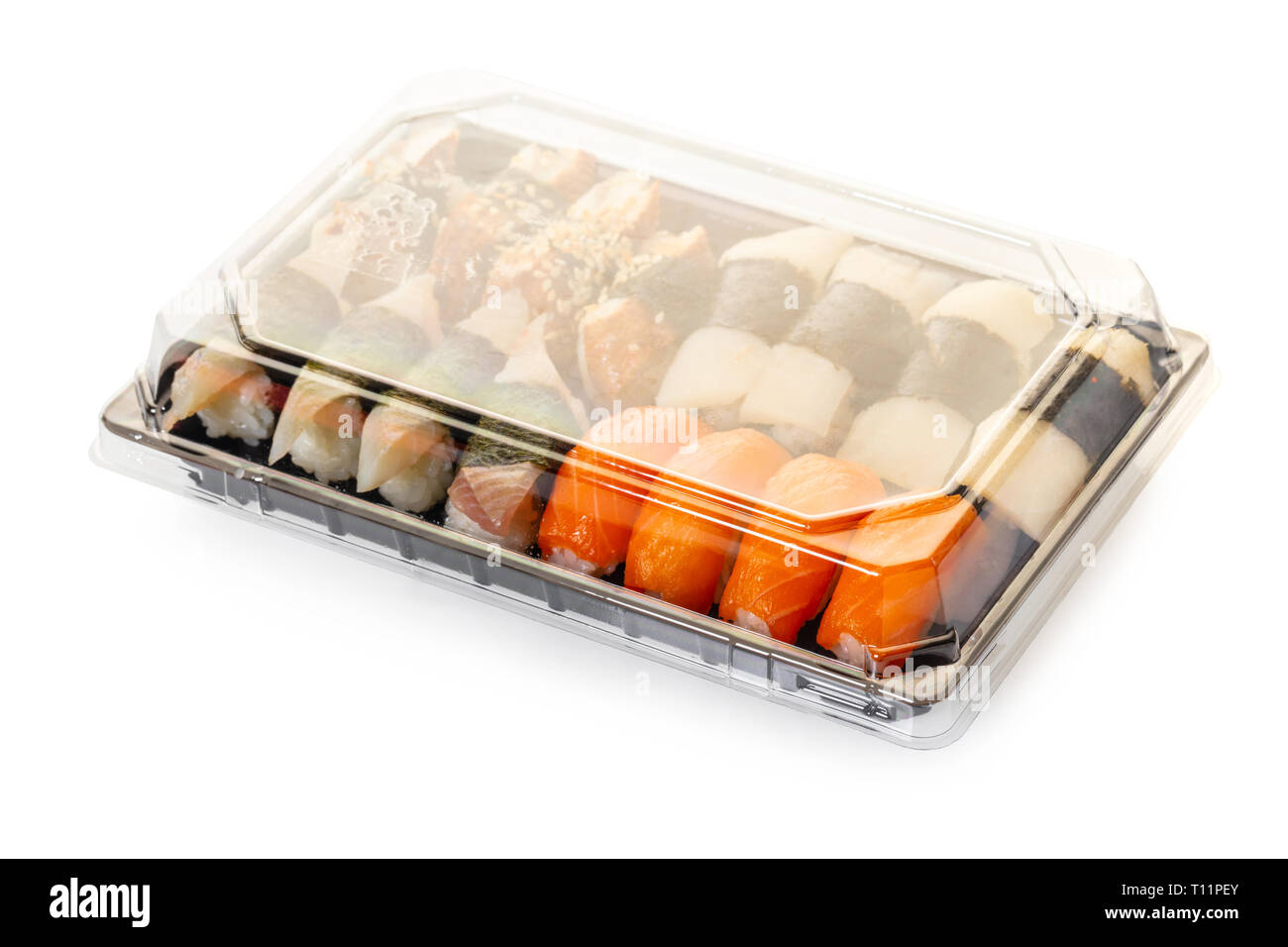 sushi set in a package on white isolated background Stock Photo - Alamy