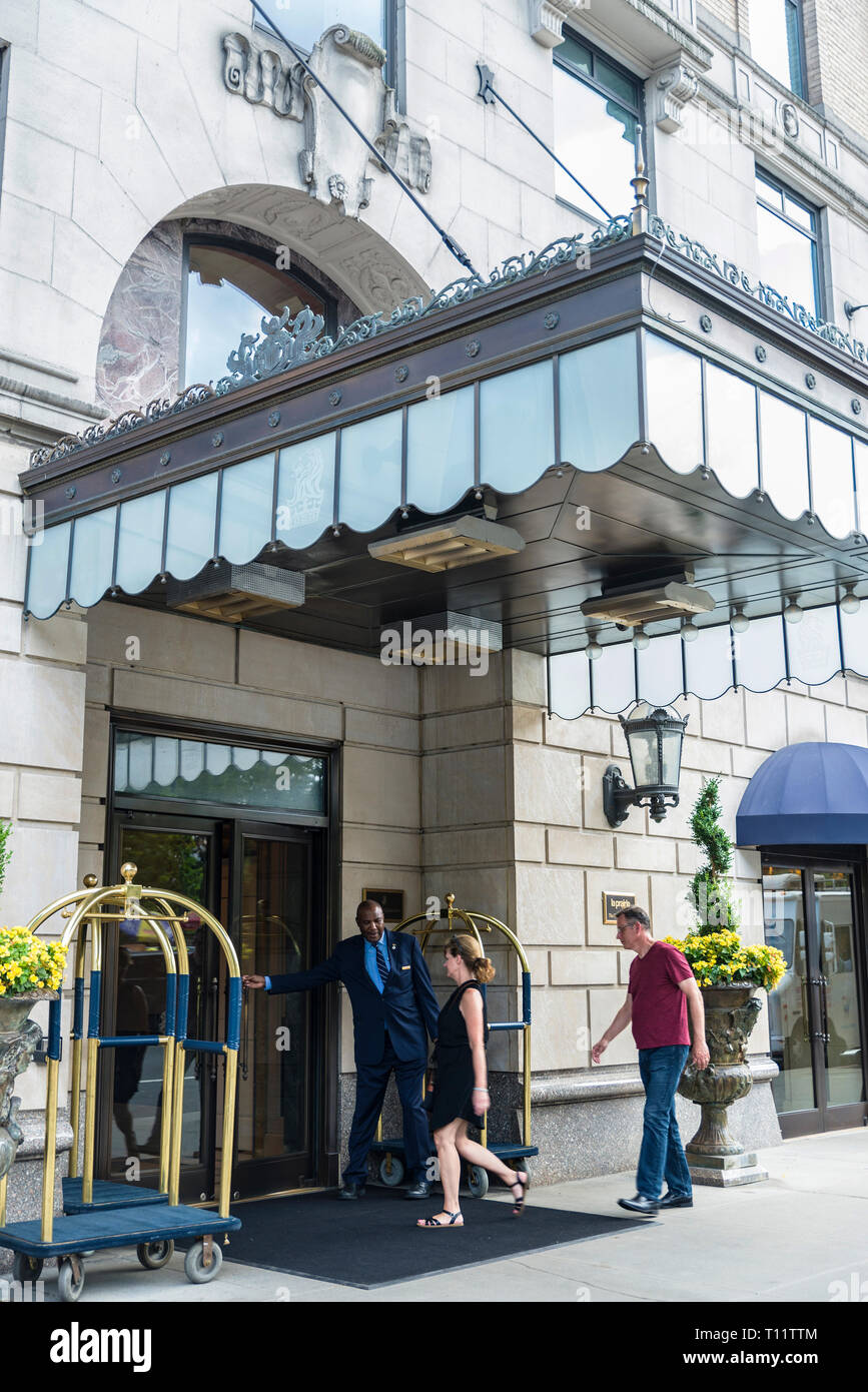 New York City, USA - July 28, 2018: Entrance of the Ritz Carlton New ...