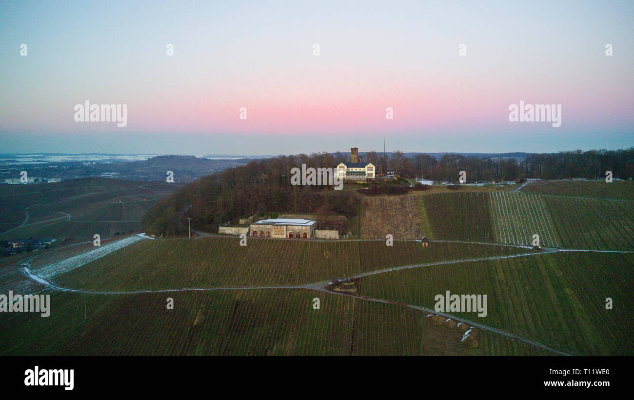 an aerial view shows the heuchelberg in heilbronn with its numerous ...