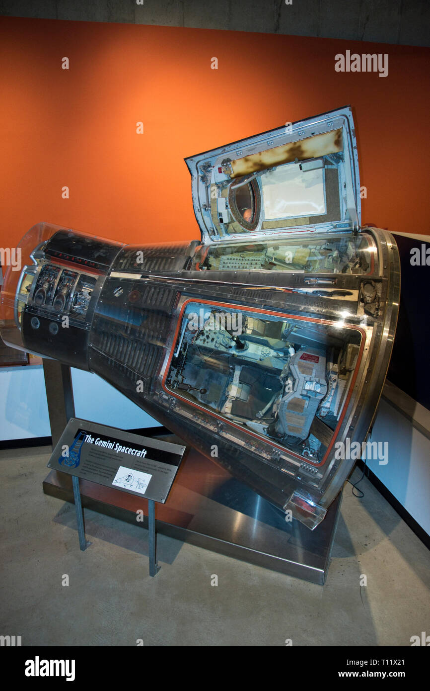 The Gemini 8 spacecraft flown by Apollo astronaut Neil Armstrong, in ...