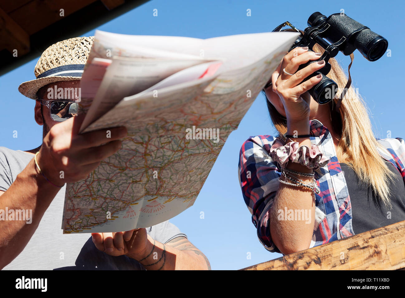 Girls trekking map hi-res stock photography and images - Alamy