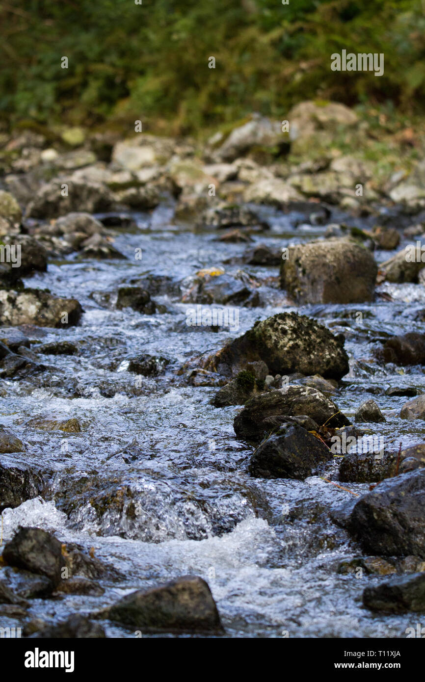 Rocky River Flowing Through Snowdonia National Park, Wales Stock Photo ...