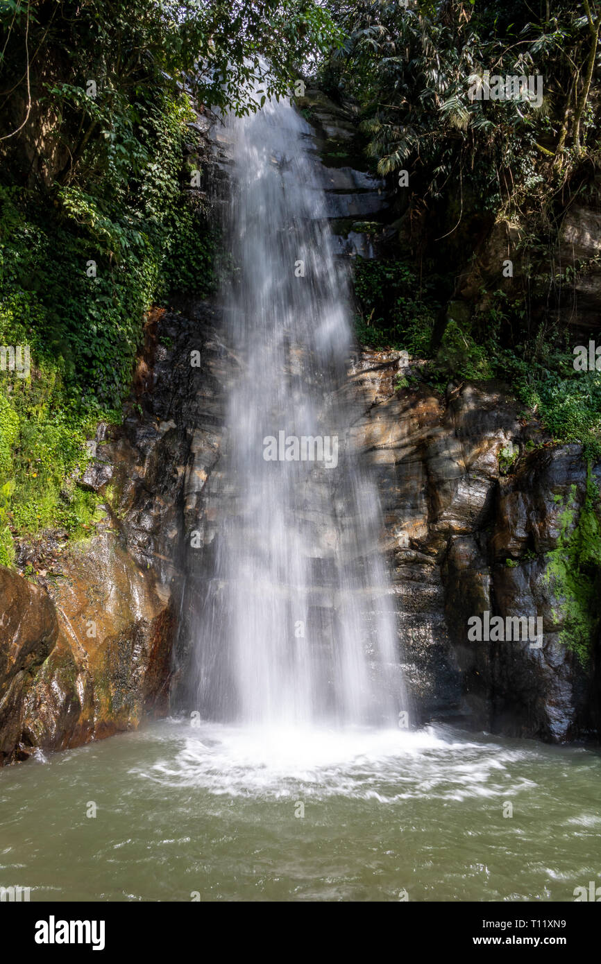 This 100-foot waterfall is located in a landscaped park with forested ...