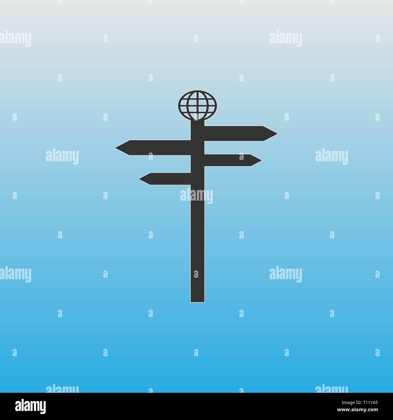 Signpost on a blue background. Ways to solve problems. The path of ...