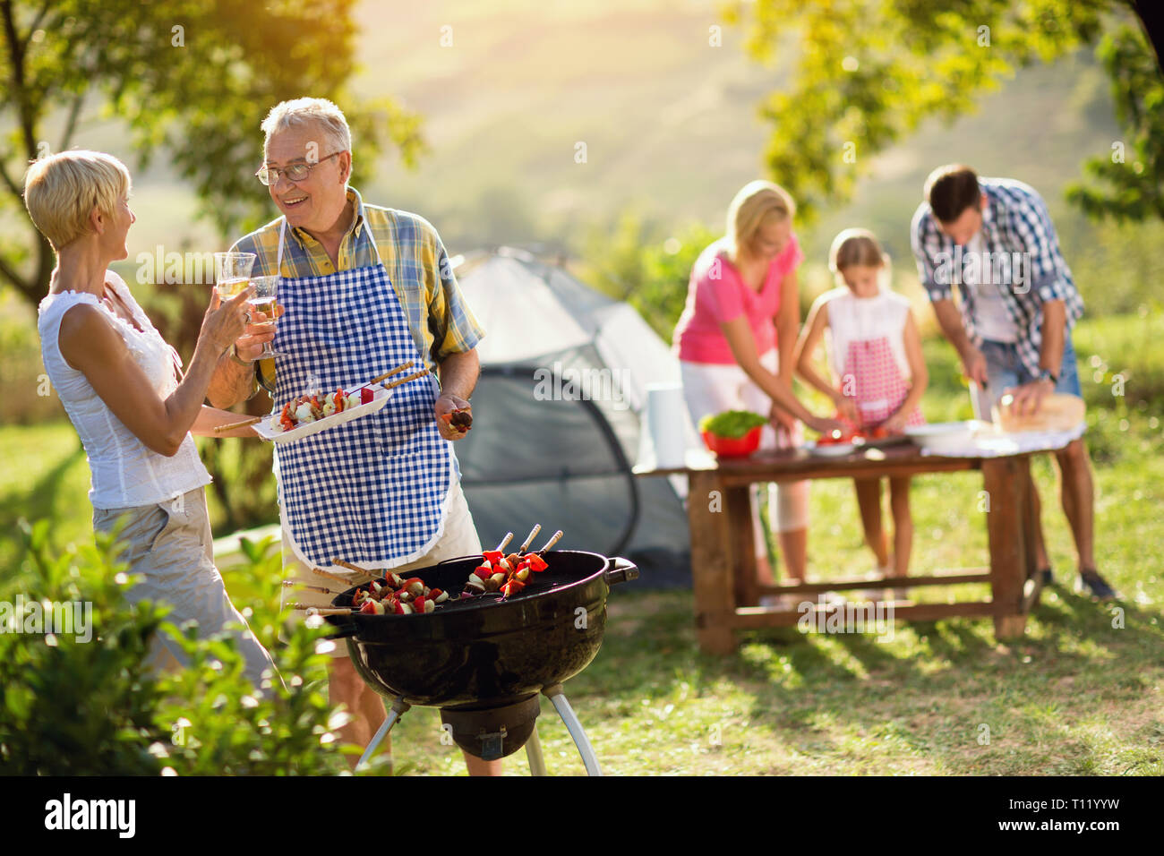 Family barbeque park hi-res stock photography and images - Alamy