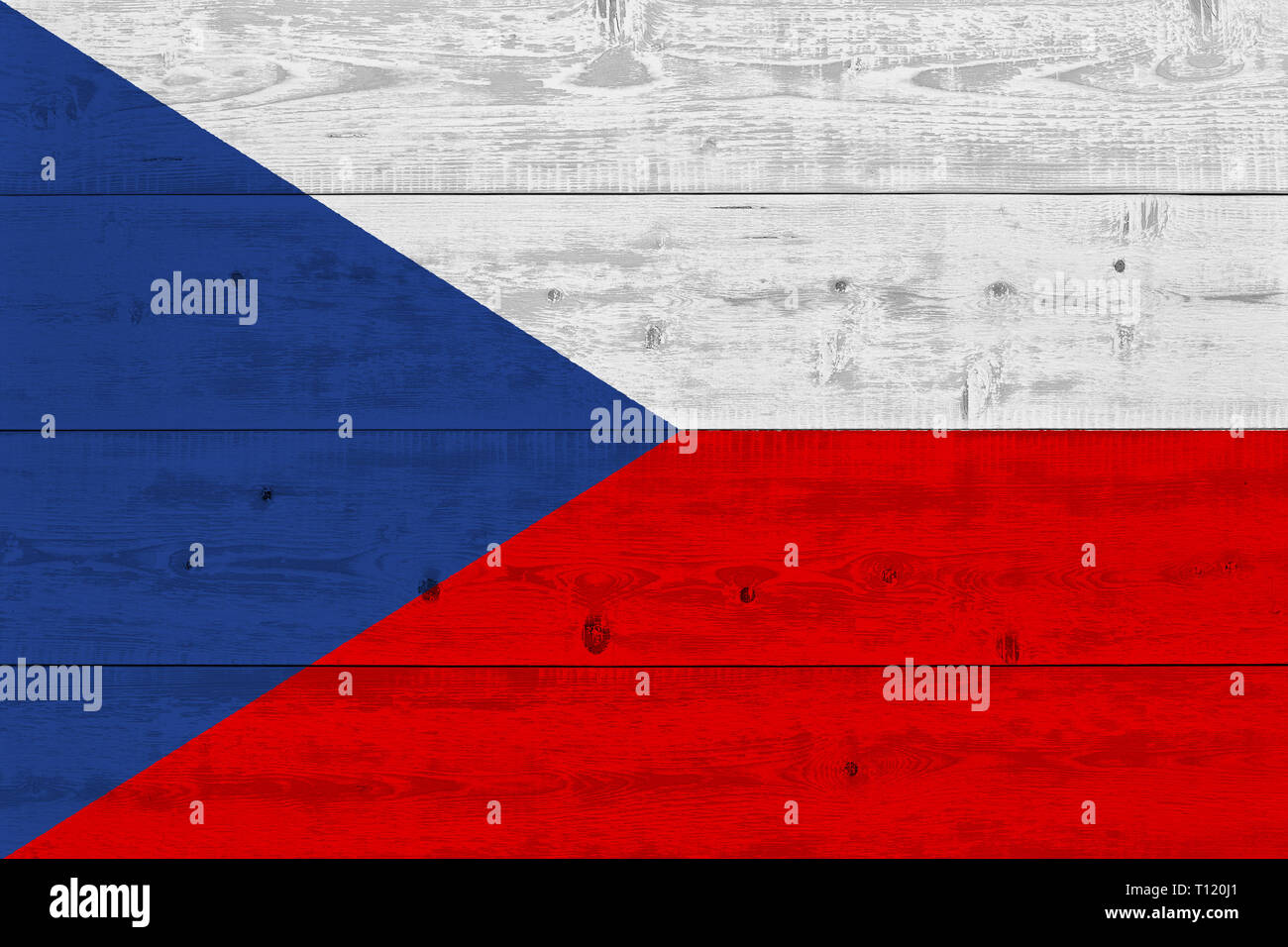 Czech Republic flag painted on old wood plank. Patriotic background ...