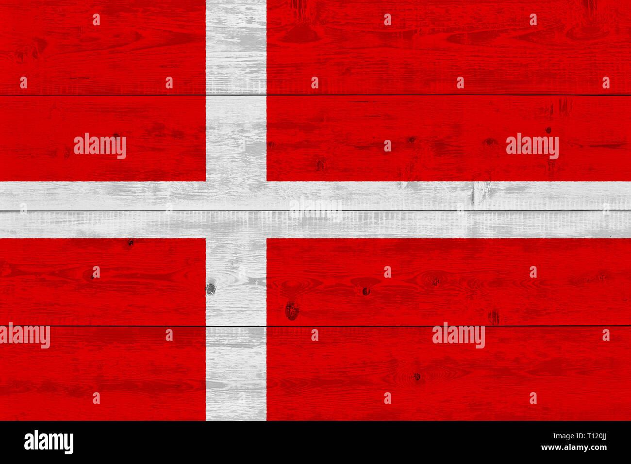 Denmark flag painted on old wood plank. Patriotic background. National ...