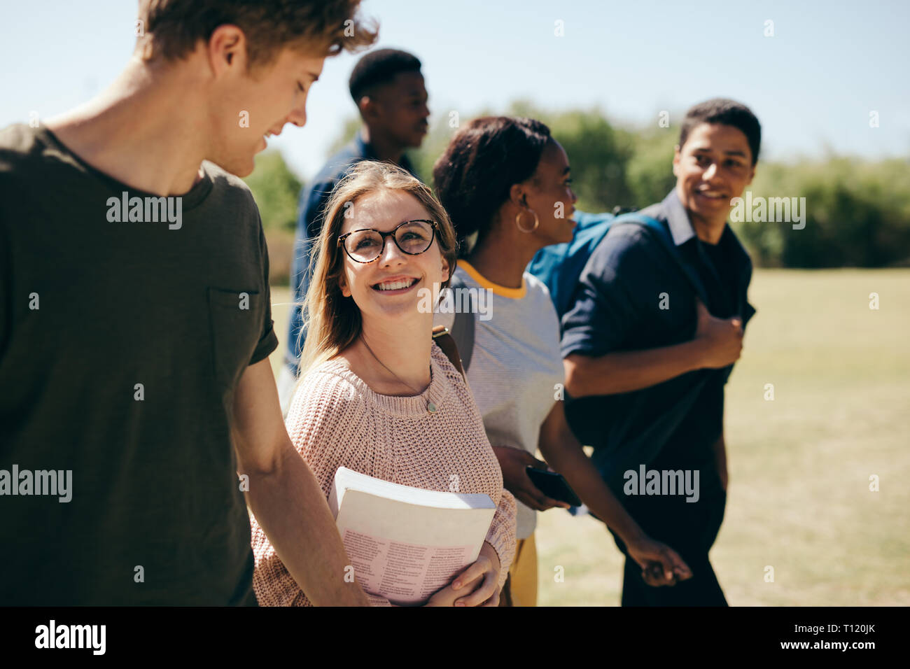 Group of university students in college campus. Multi-ethnic college ...
