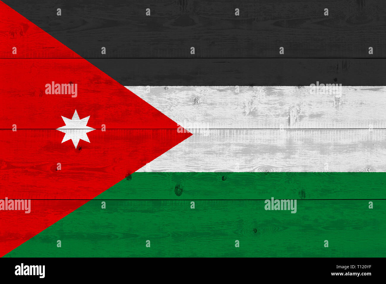 Jordan flag painted on old wood plank. Patriotic background. National ...