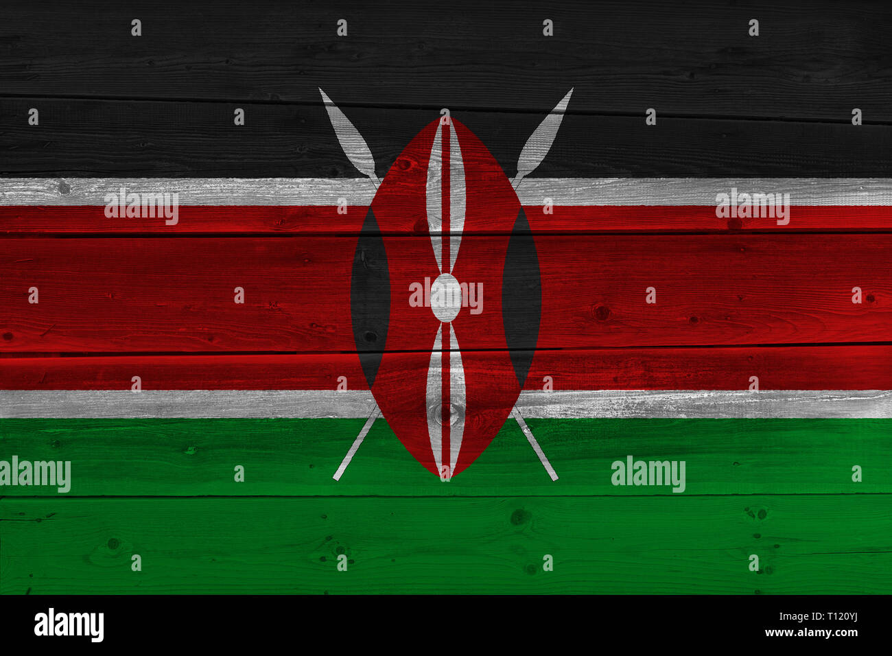 Kenya flag painted on old wood plank. Patriotic background. National ...