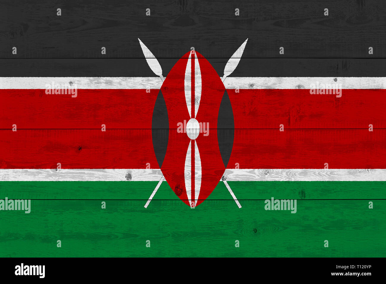 Kenya flag painted on old wood plank. Patriotic background. National ...