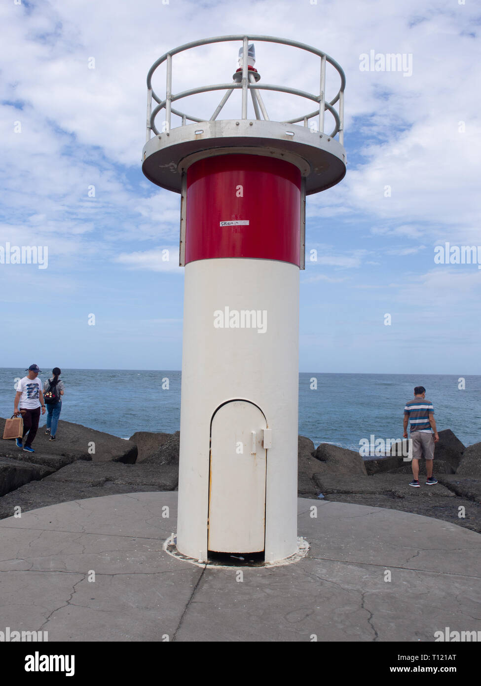 Small Lighthouse At The End Of The Spit On The Gold Coast Stock Photo ...