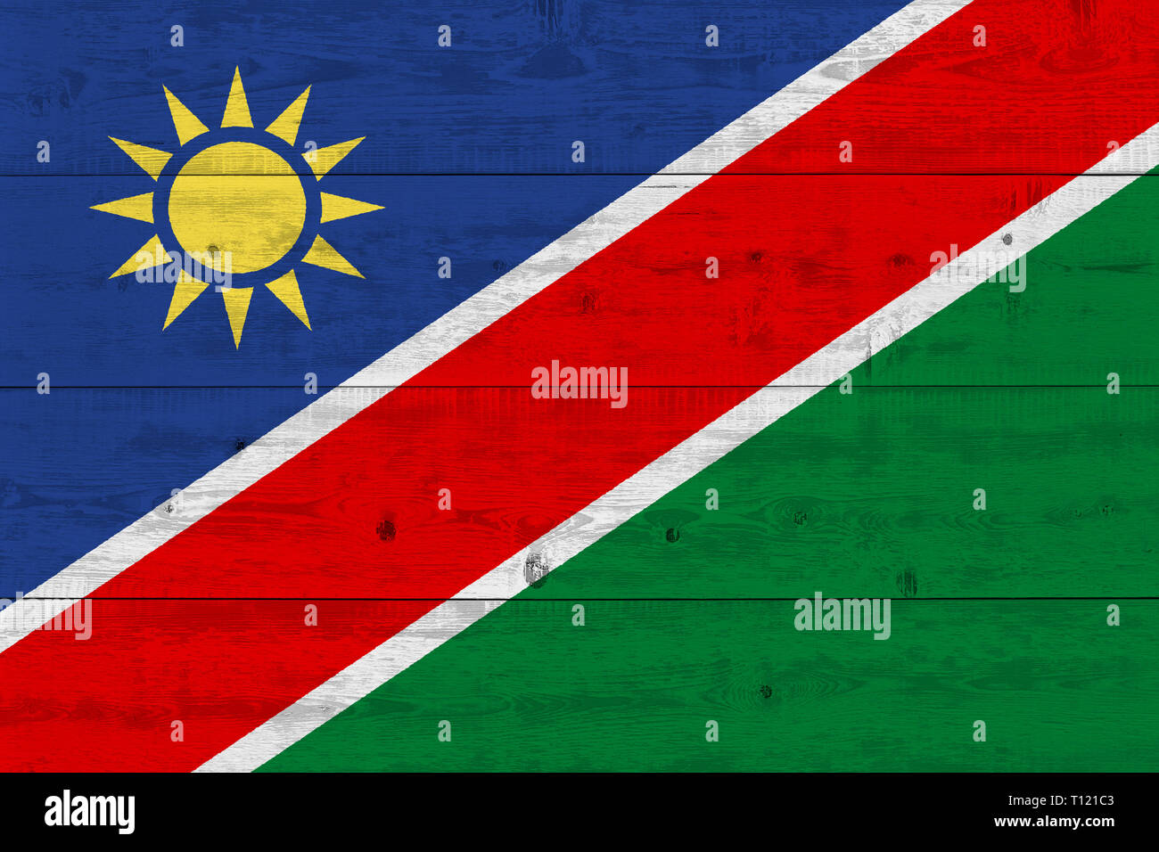 Namibia flag painted on old wood plank. Patriotic background. National ...