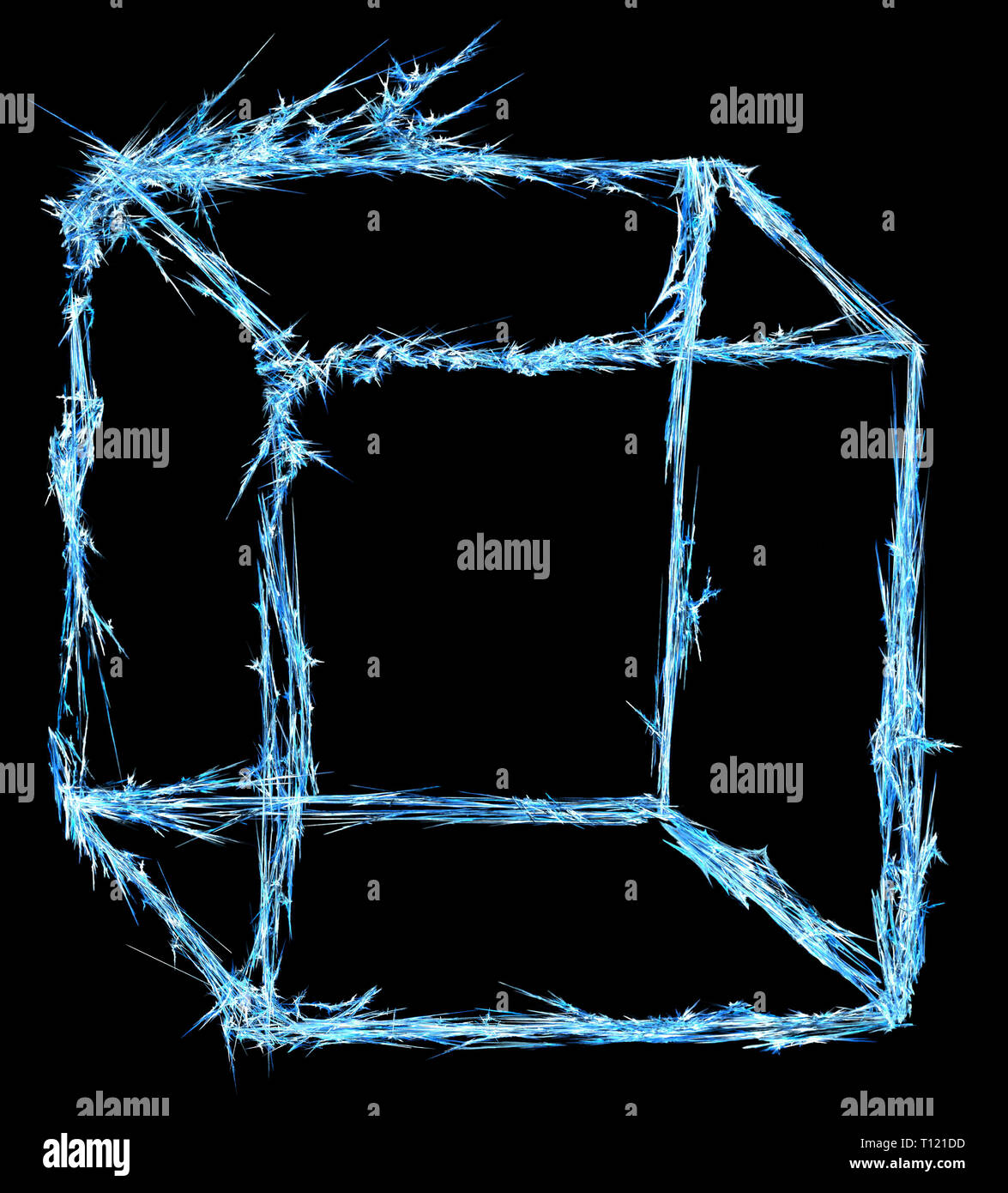 Ice shard cube edges abstract, horizontal, isolated, over black Stock ...