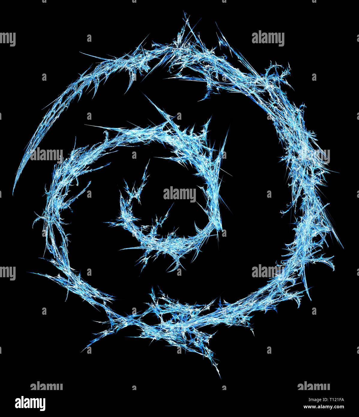 Ice shard frozen spiral curve shape abstract, horizontal, isolated ...