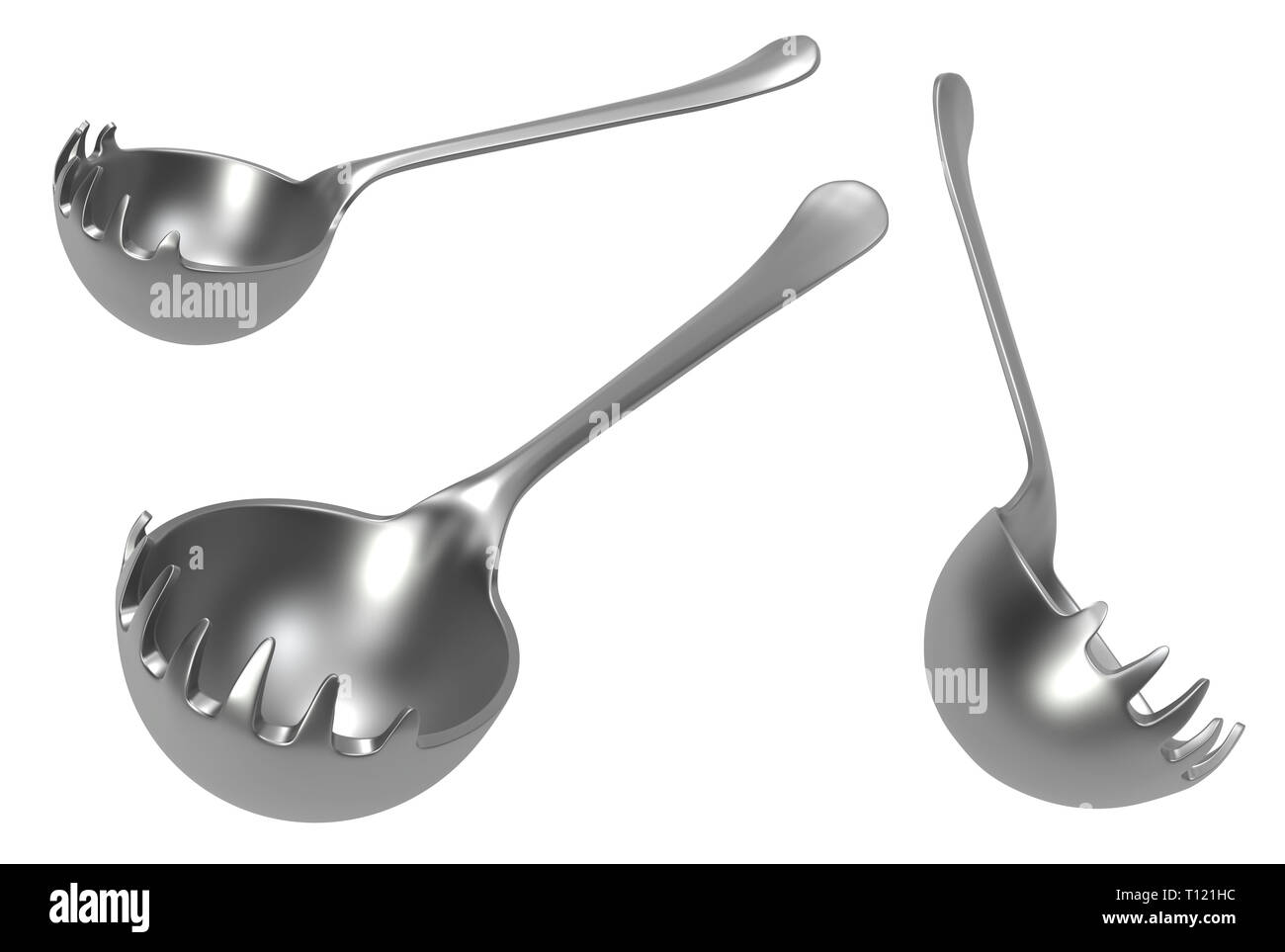 Ladle metal with teeth, 3d illustration, horizontal, isolated, over ...