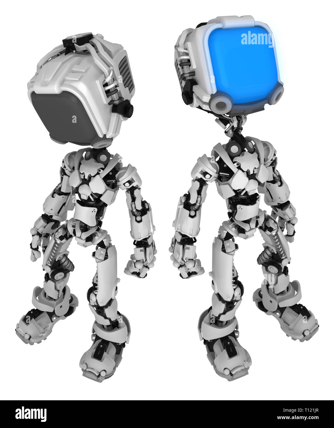 Screen robot figure character poses activating, 3d illustration ...