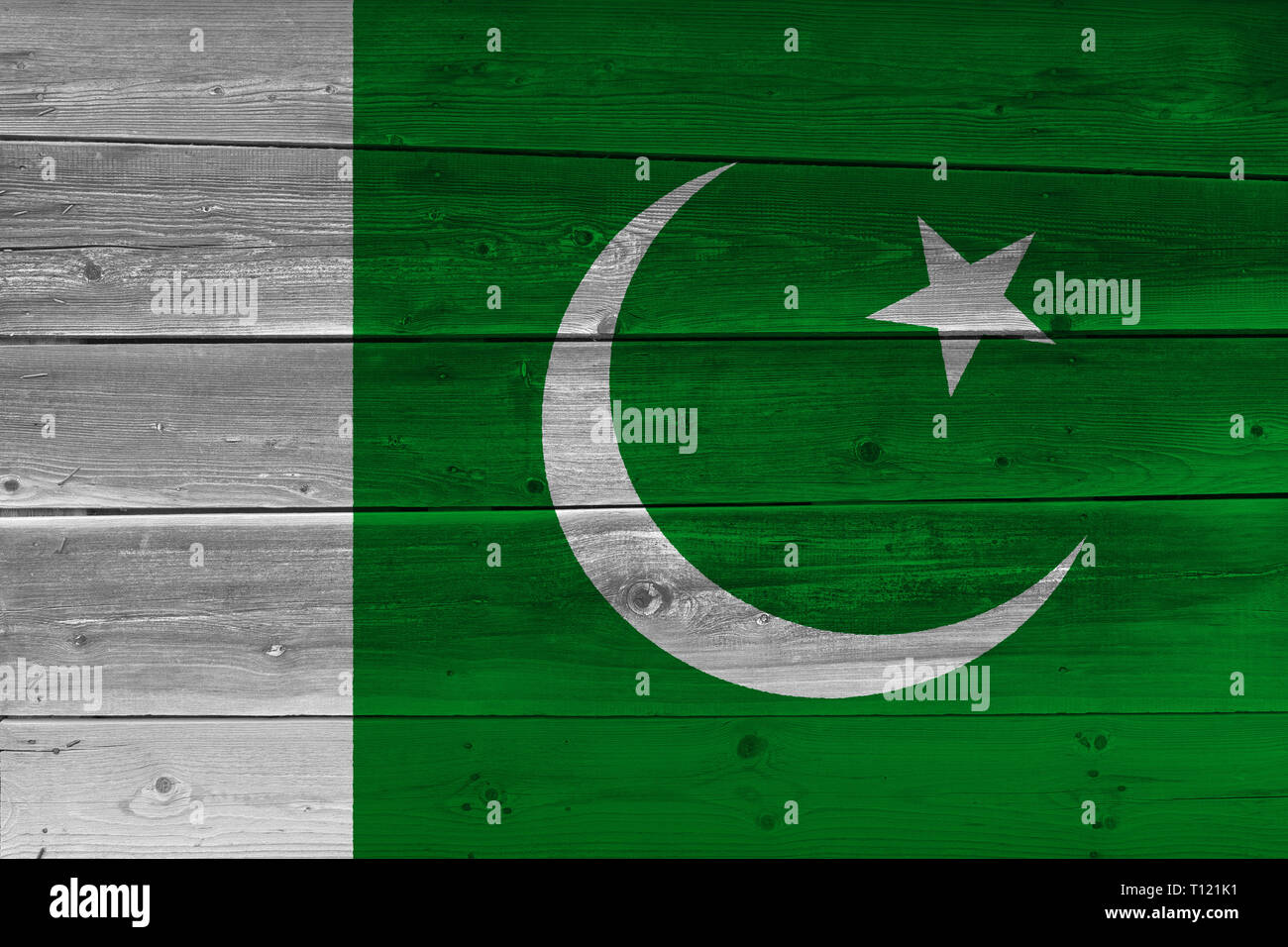 Pakistan flag painted on old wood plank. Patriotic background. National ...