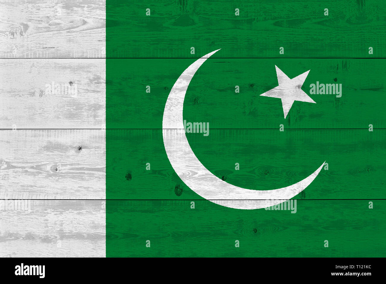 Pakistan flag painted on old wood plank. Patriotic background. National ...