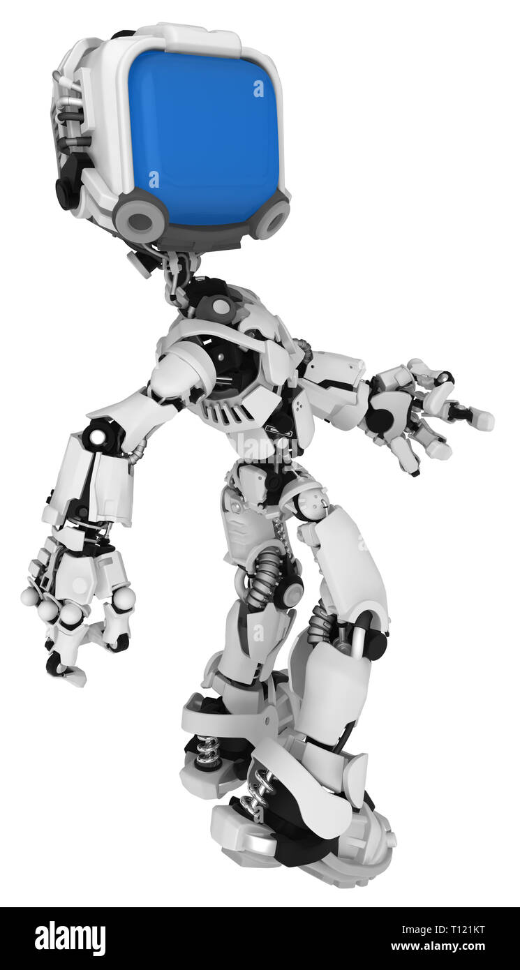 Screen robot figure character half turn pose, 3d illustration, vertical ...