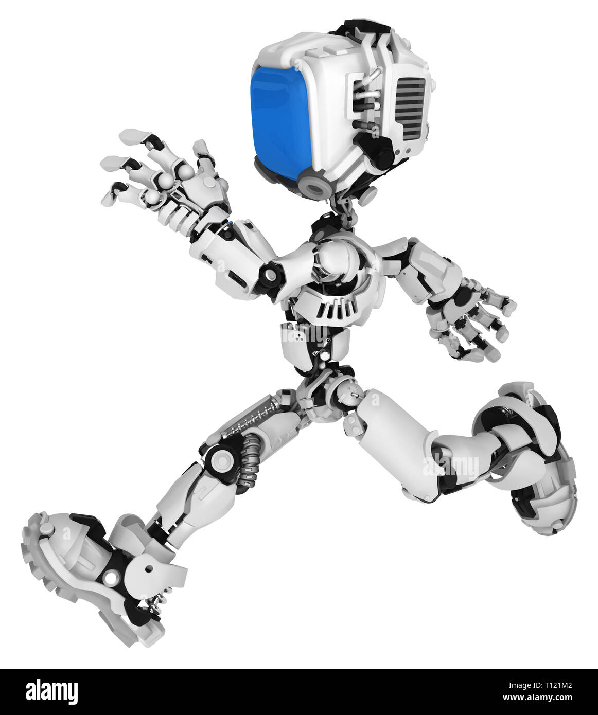 Screen robot figure character pose jumping, 3d illustration, horizontal ...