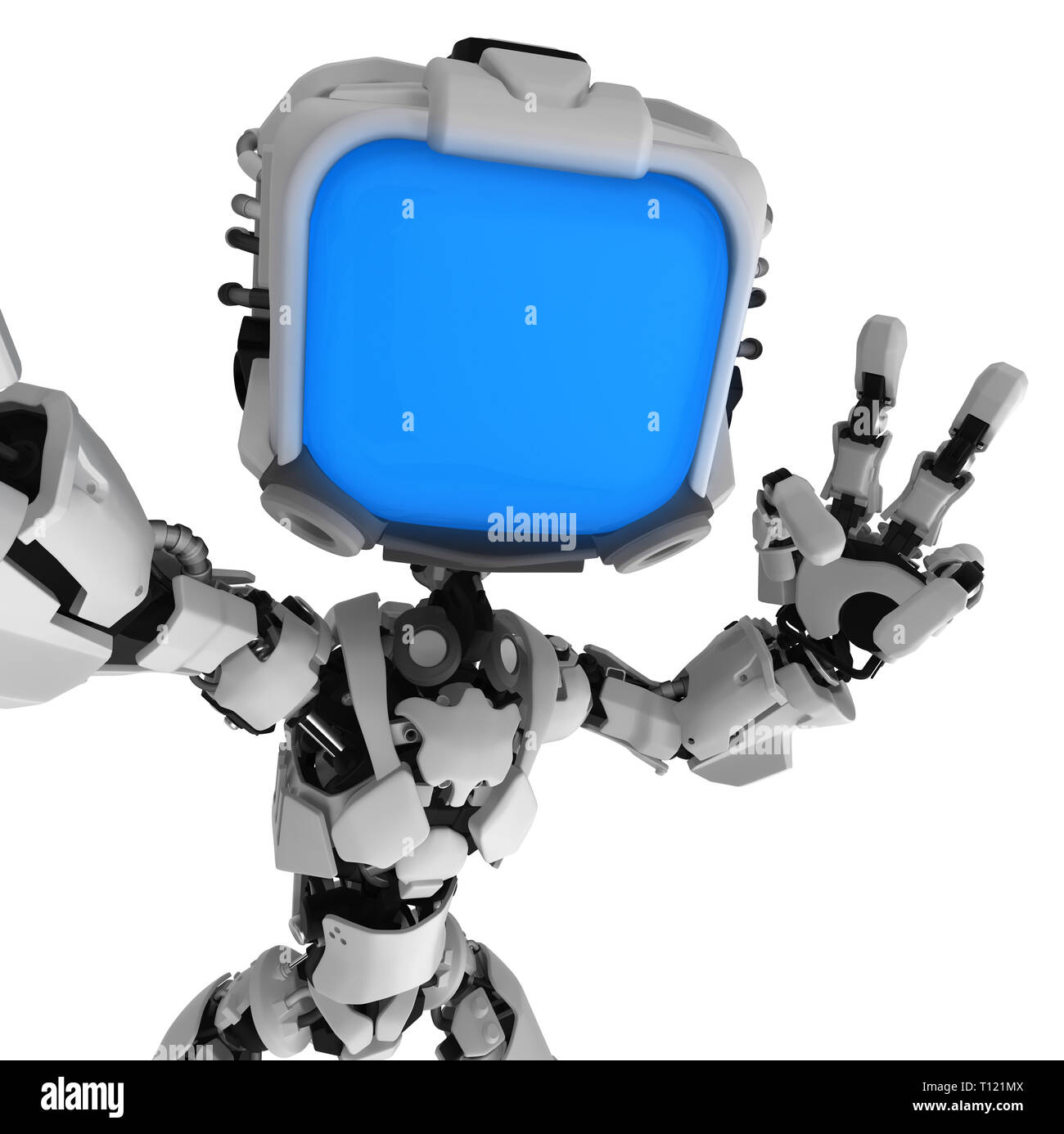 Screen robot figure character pose selfie, 3d illustration, horizontal ...