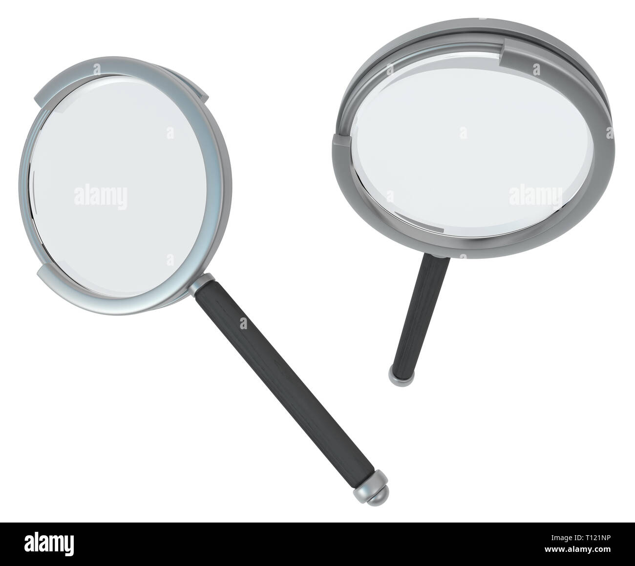 Magnifying glass search tool isolated, 3d illustration, over white ...