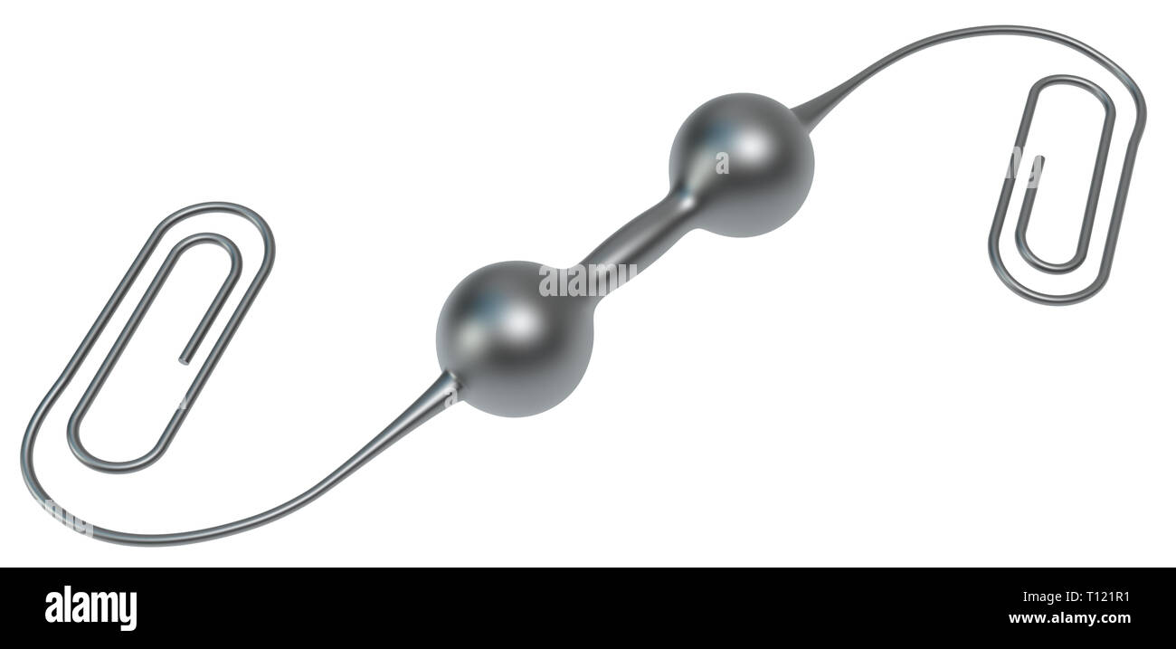Metal paperclip dumbbell office supplies isolated, 3d illustration ...